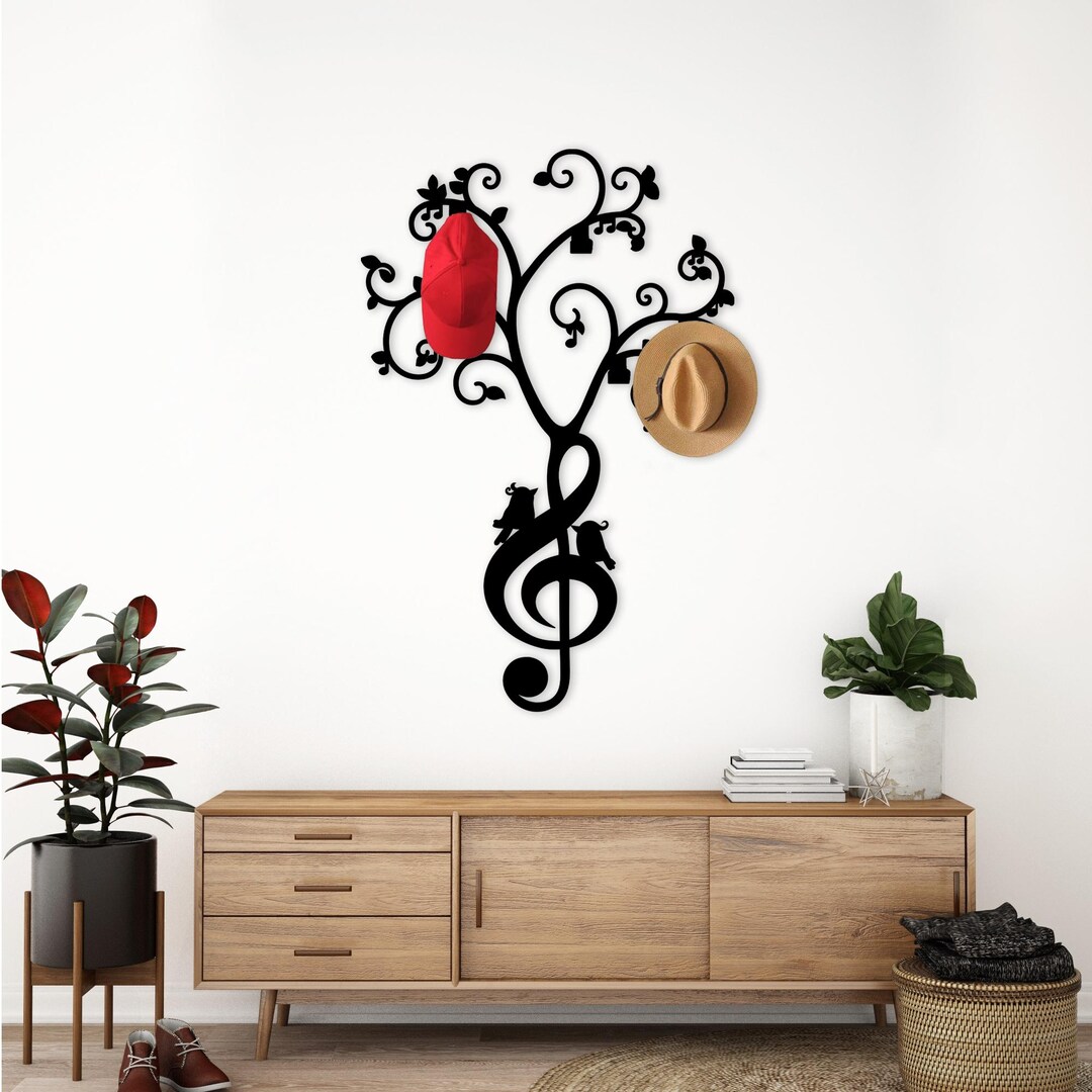 Music Tree Metal Wall Hanger, Entryway Organizer, Clothes Rack, Musical ...