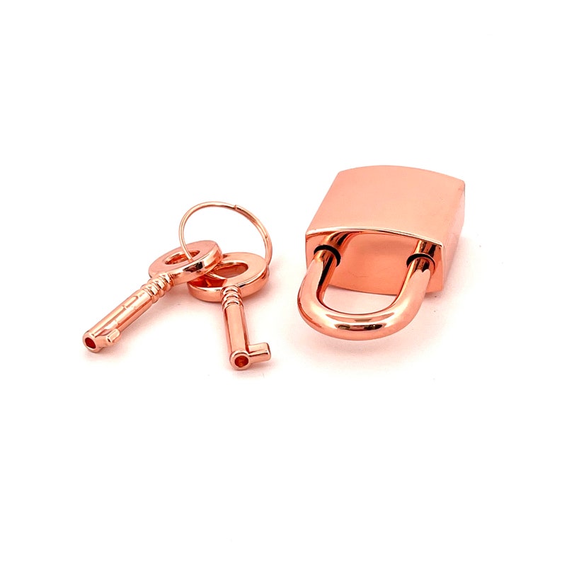 Small Rose Gold Square Padlock Lovelock With Keys - Etsy