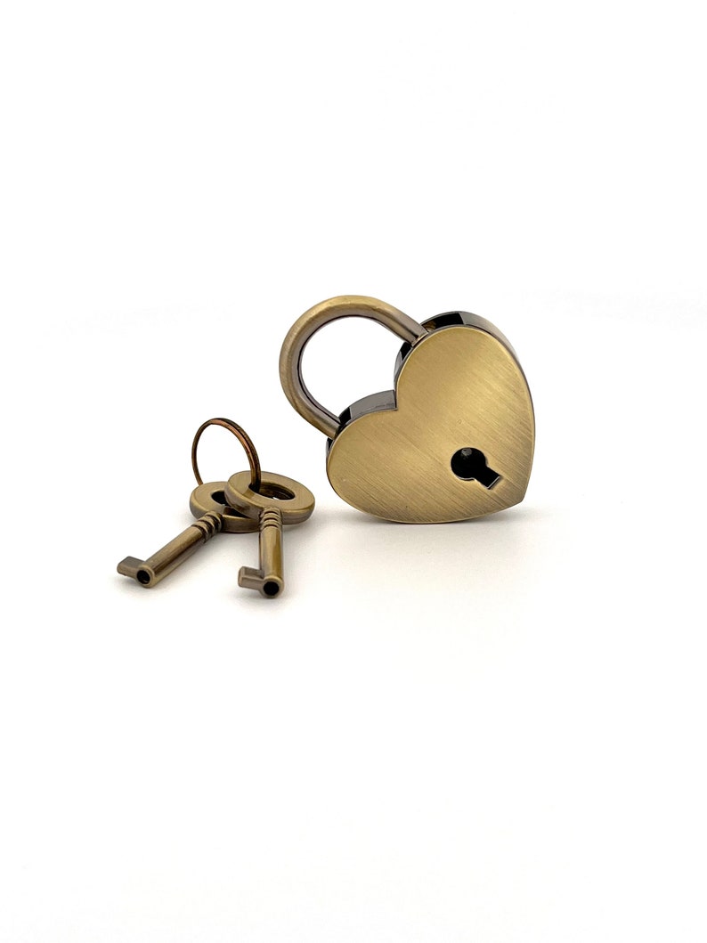 Small Gold Heart Padlock Lovelock With Keys - Etsy