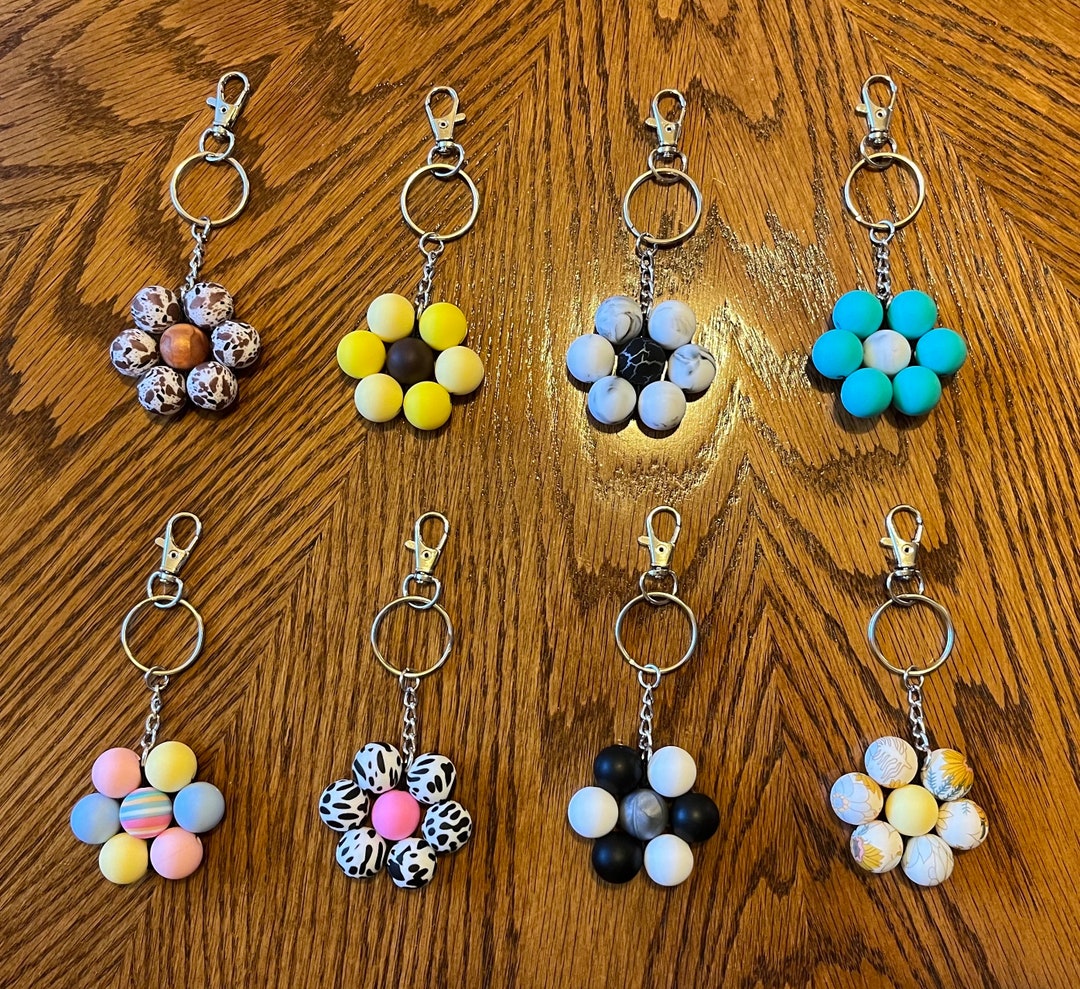 Beaded Flower Keychains - Etsy