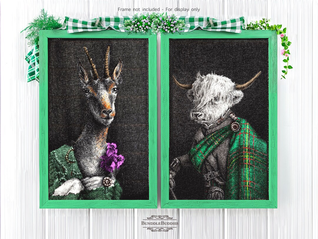 Gazelle & Highland Cow Wall Art Gift, Animal Lover Present, Couple's ...