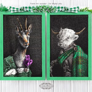 Gazelle & Highland Cow Wall Art Gift, Animal Lover Present, Couple's ...