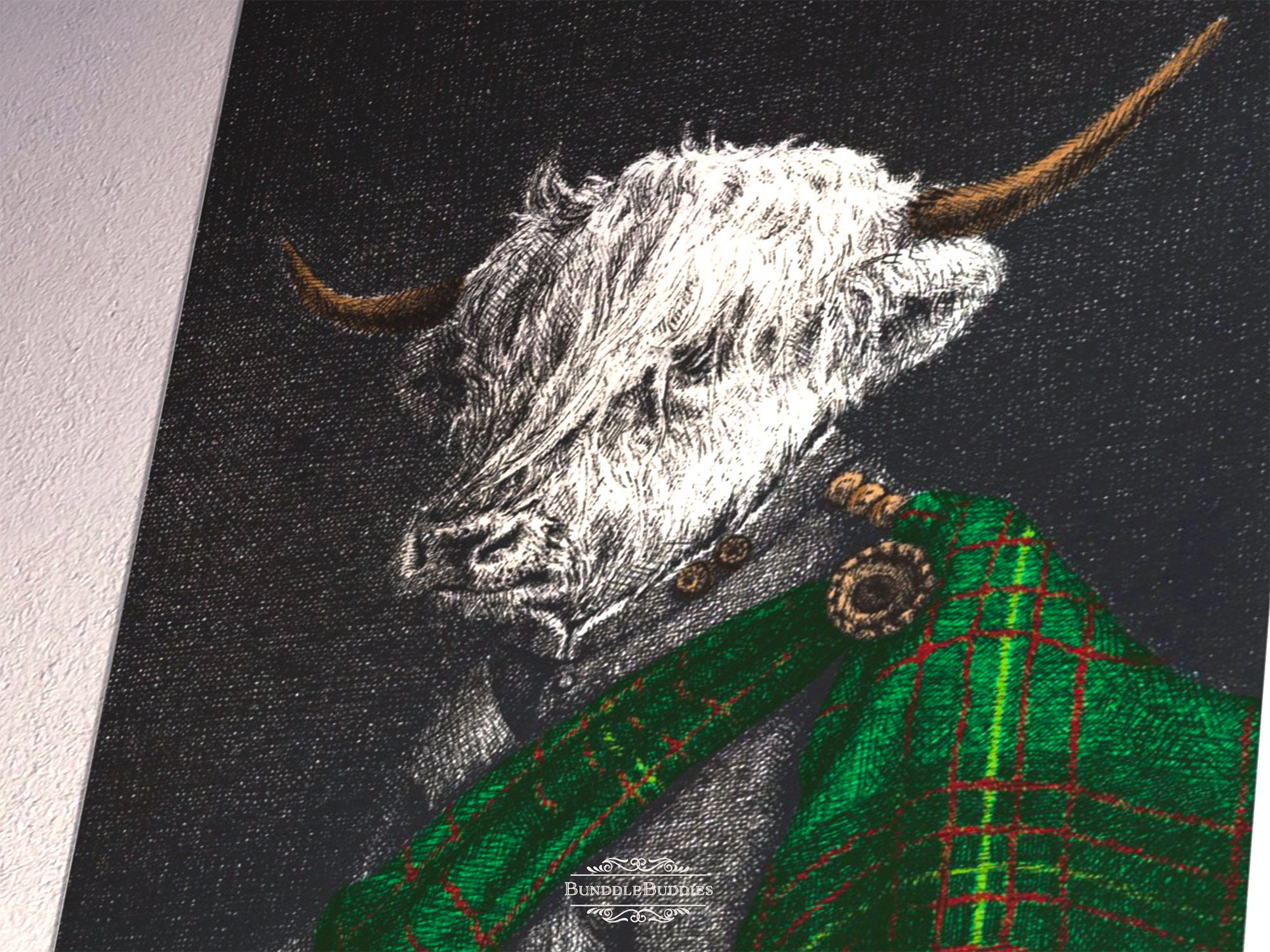 Gazelle & Highland Cow Wall Art Gift, Animal Lover Present, Couple's ...