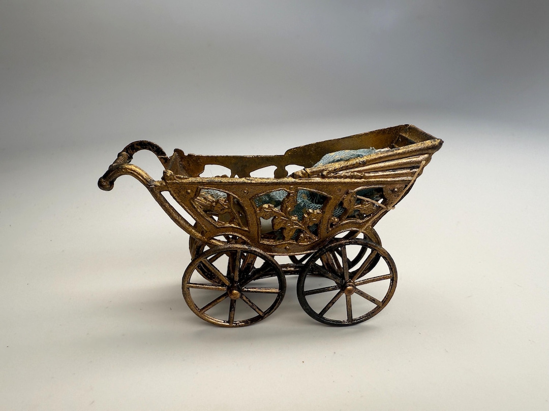 Antique Gerlach Soft Metal Stroller Carriage and Tiny Bisque Baby - Etsy