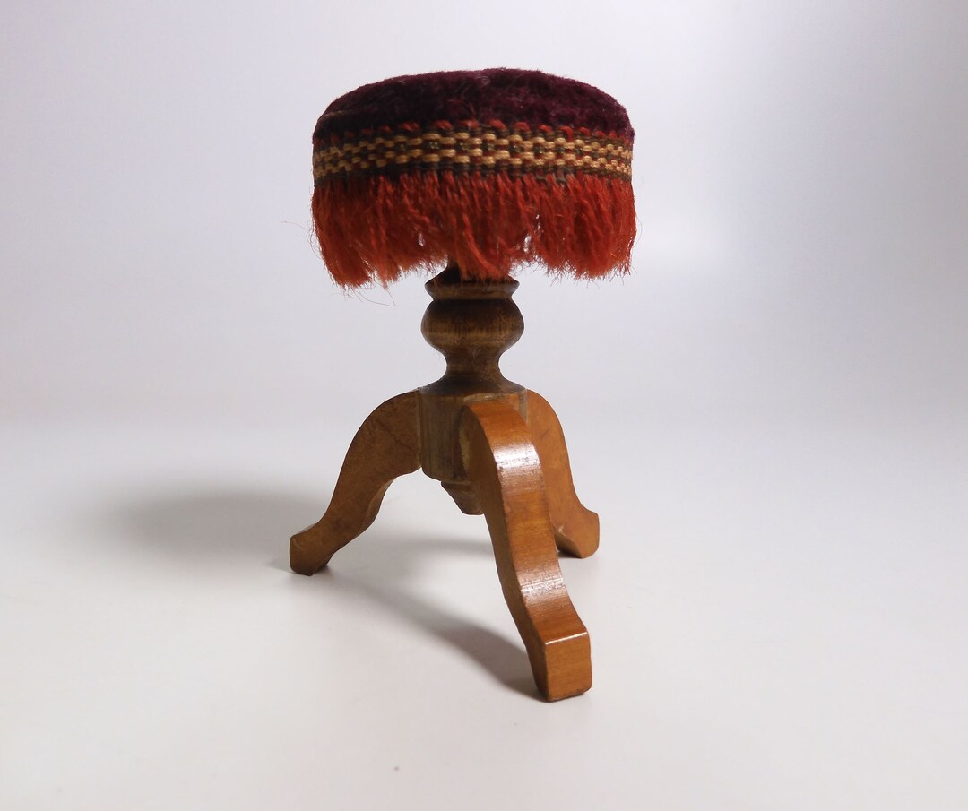 Antique Plush Red Velvet Stool With Fringe for Dollhouse - Etsy