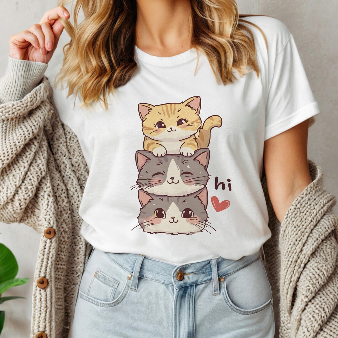 Adorable Stack of Cats , Cartoon Cat PNG, Happy Cat, Cat Lover, Cat ...