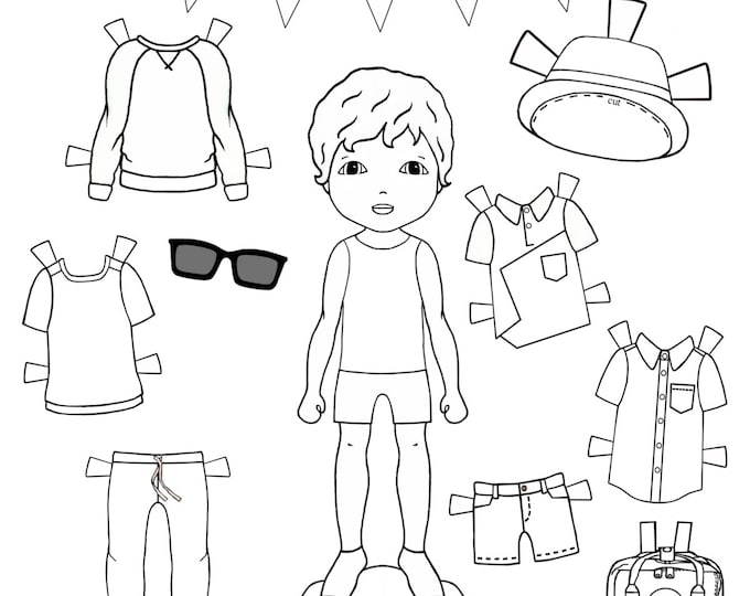 Color Me Printable Black and White Paper Dolls Hand Drawn - Etsy