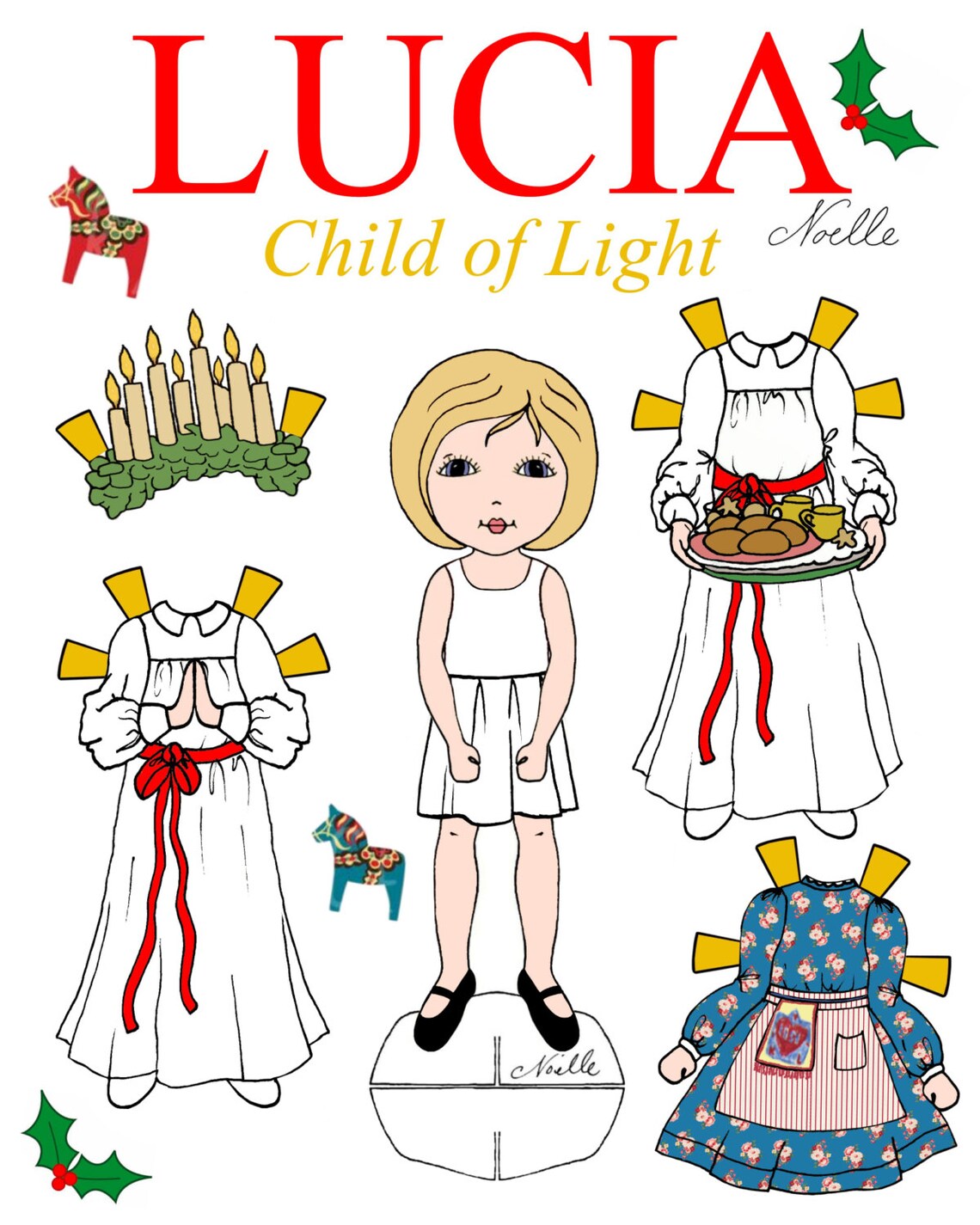 St. Lucia, Lucia Child of Light Paper-doll Set, Santa Lucia, Printable ...