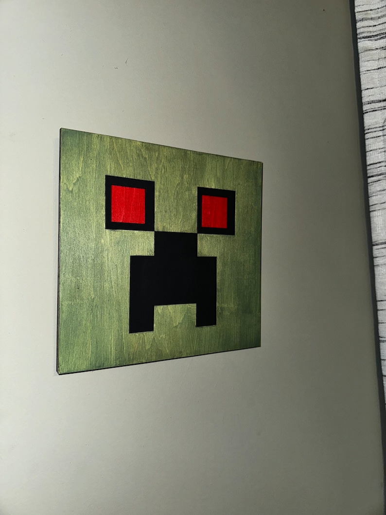 3D Layered Minecraft Creeper Face Art Laser-cut Wood, Hand-stained ...