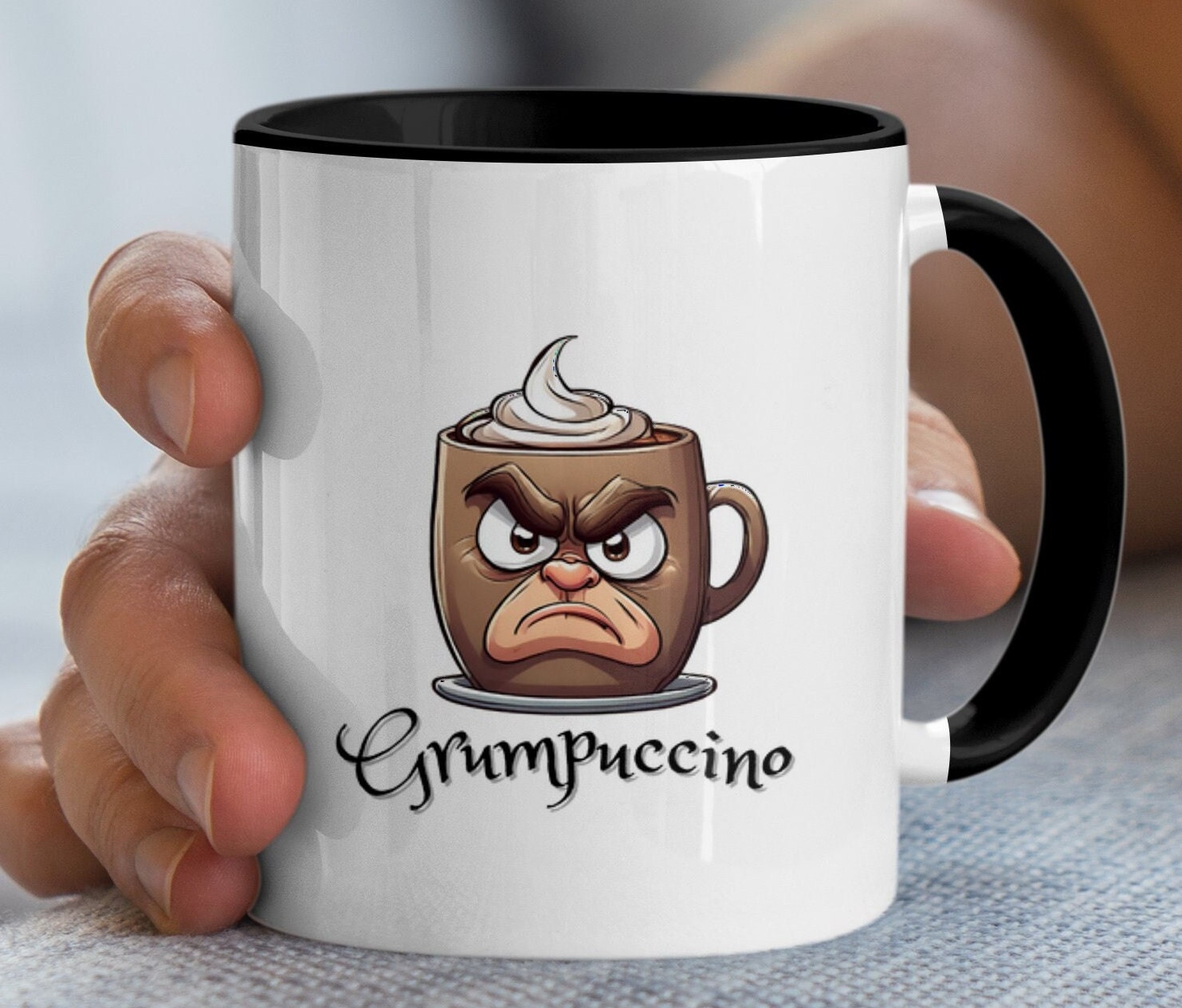 Grumpuccino Coffee Mug, Angry Face Cup, Funny Ceramic Mug, Unique Gift ...