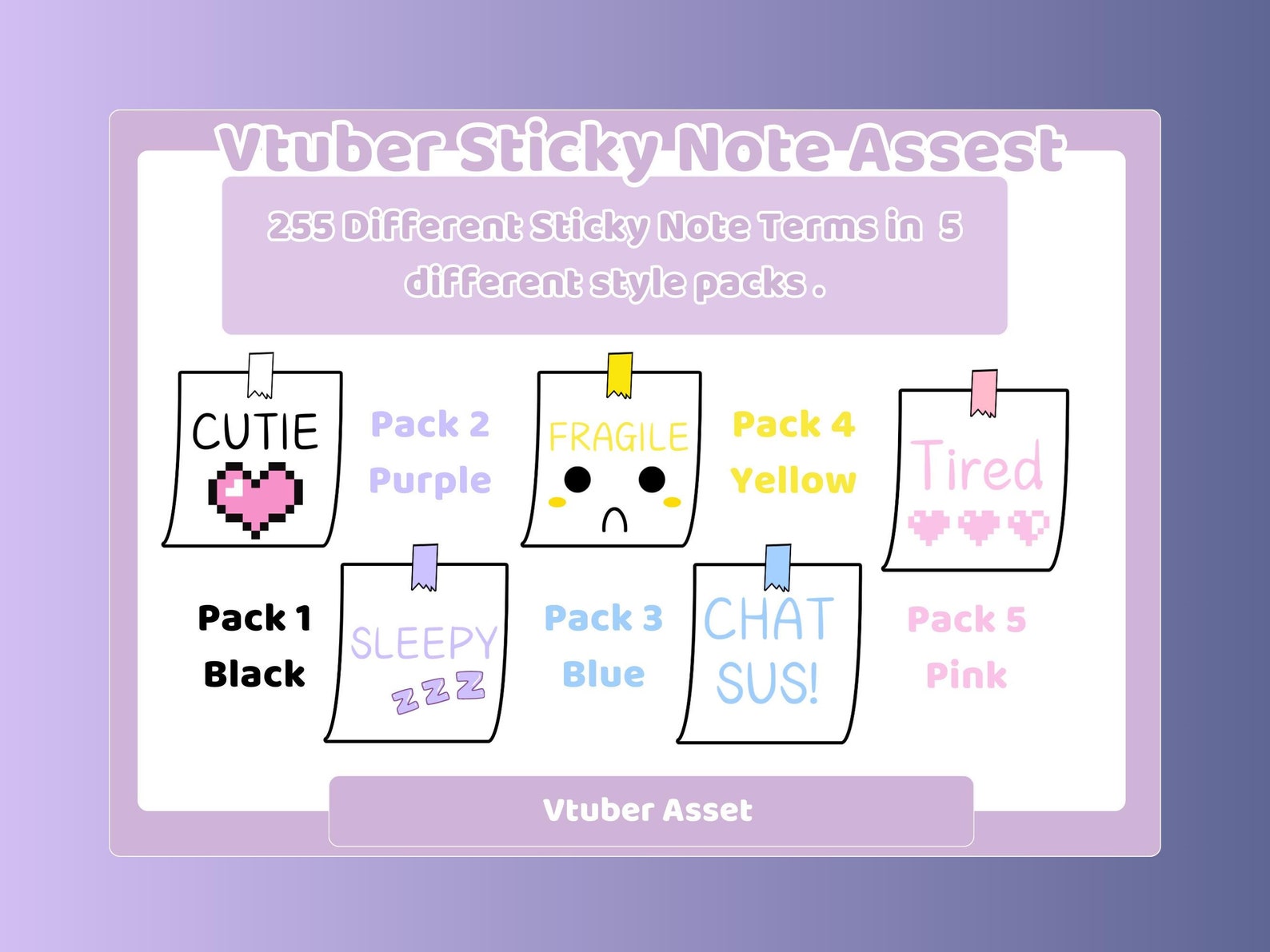 255 Vtuber Sticky Note Assets / Set, Cute Stream, P2U Vtuber Stream ...
