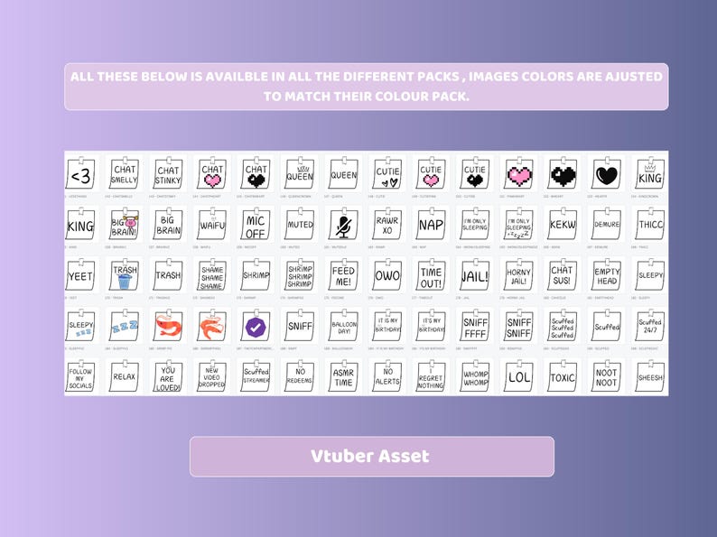 255 Vtuber Sticky Note Assets / Set, Cute Stream, P2U Vtuber Stream ...