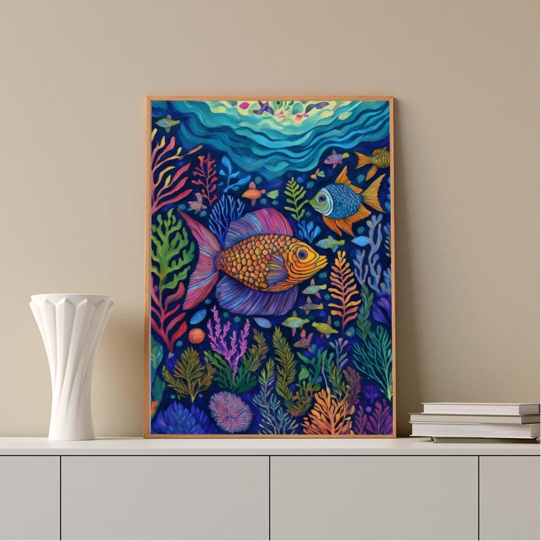 Colorful Underwater Fish Art - Vibrant Ocean Wall Art - Tropical Sea ...