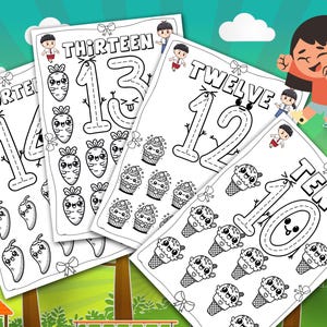 Trace Number 0-20 Worksheets Coloring, Digital Coloring, Instant ...