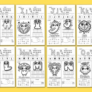 Fruit Alphabet Worksheets Coloring Book, Fun ABC Coloring, A-Z Coloring ...