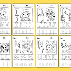 Animal Alphabet Coloring Book, ABC Writing Practice Worksheets, A to Z ...
