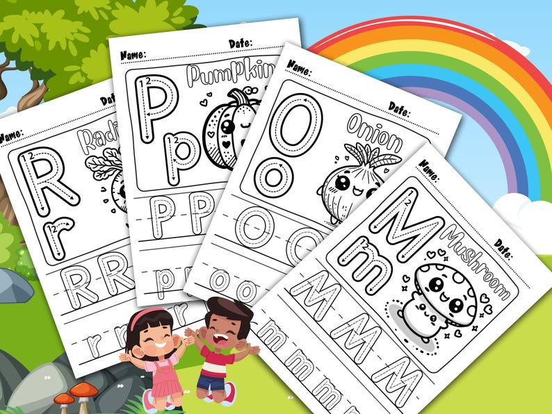 Vegetable Alphabet Coloring Pages: A-Z Practice Writing (printable PDF ...