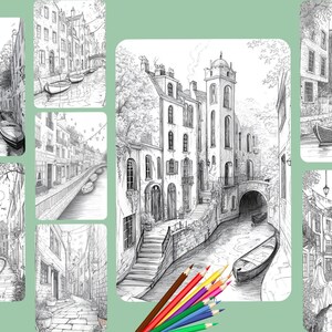 Building by the Canal Coloring Book, Waterfront House, House Coloring ...