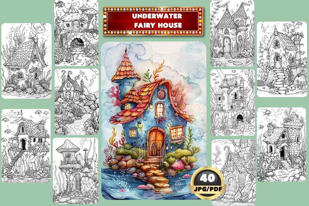 Under Water Fairy House Coloring Book, Digital Coloring Book, Fantasy ...