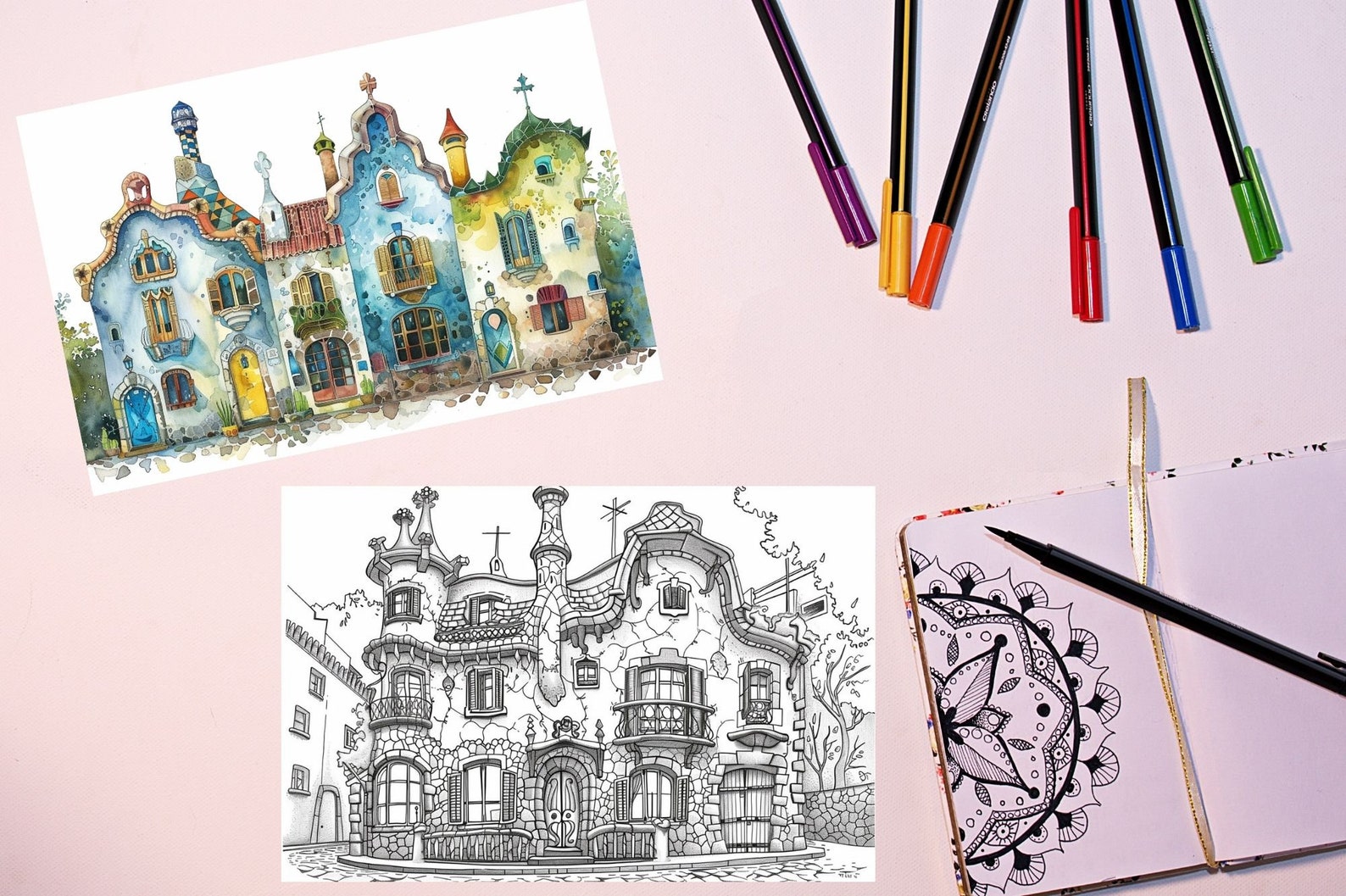 Cute Casa Batllo Barcelona Coloring Book, Digital Coloring Book, House ...