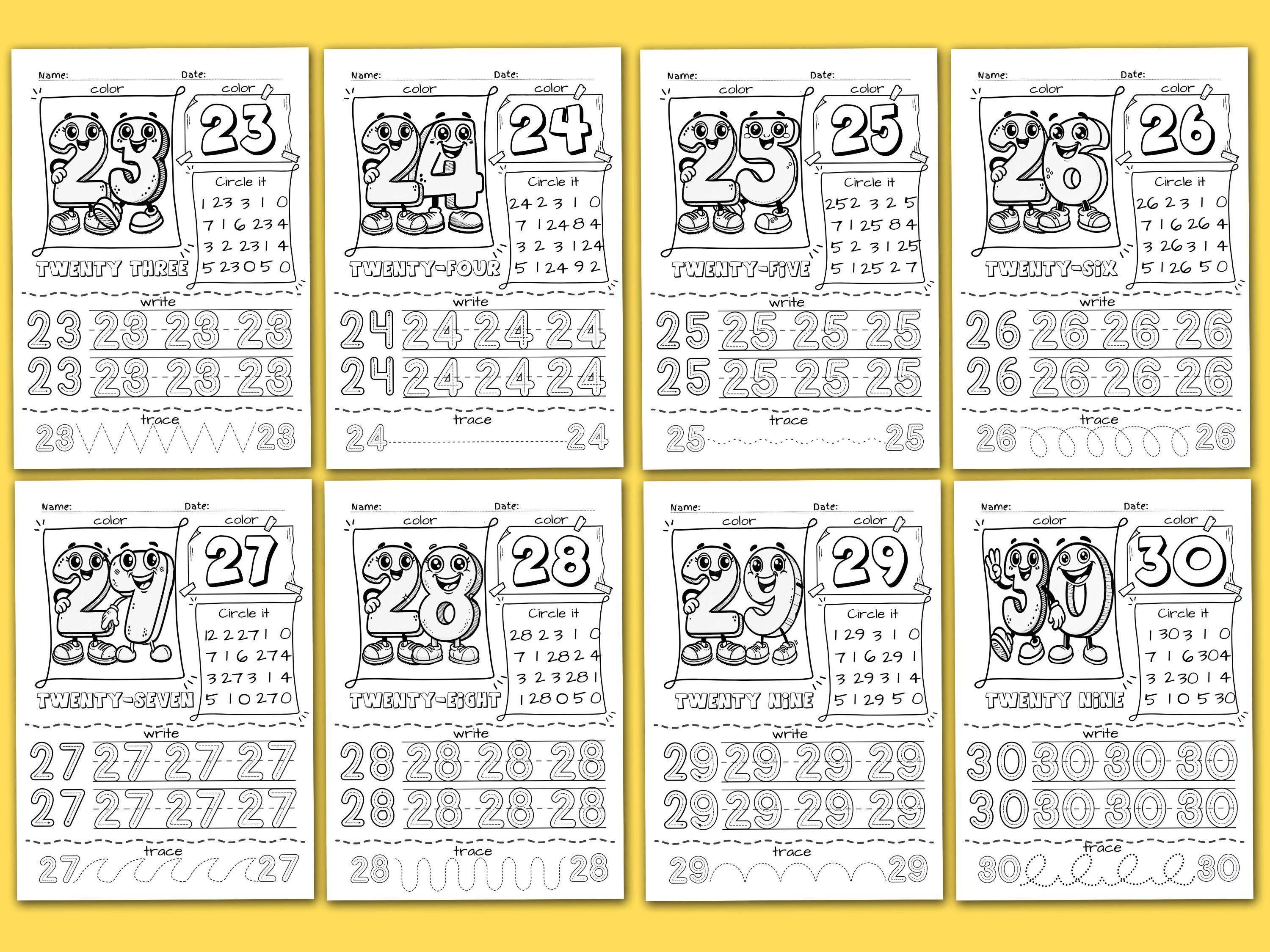 Numbers 1 to 30 Coloring Worksheets for Kids, Fun & Educational Number ...