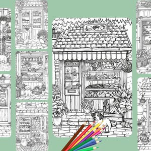 Vegetables Store Coloring Book, Storefront Coloring, Shop House ...