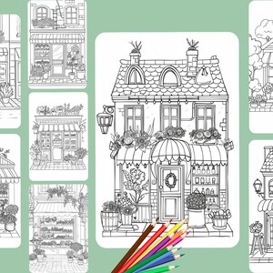 Flower Shop Coloring Book: Storefront Architect Designs (printable PDF ...