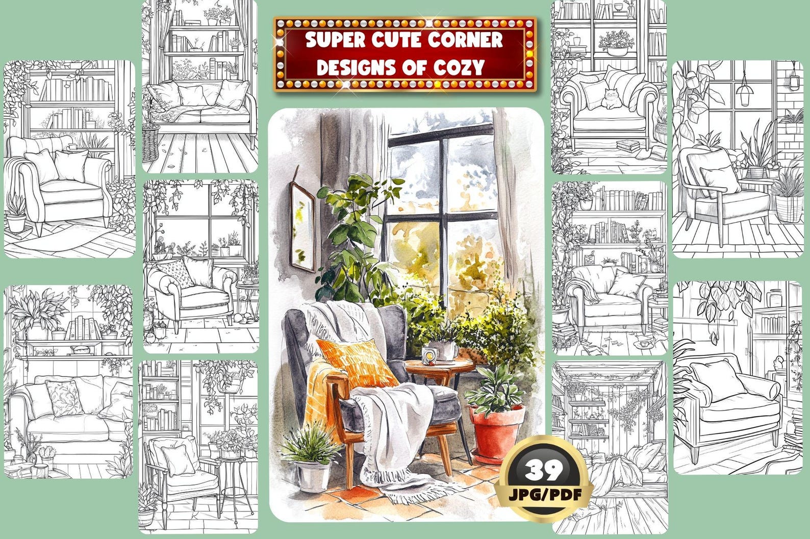 Super Cute Corner Designs of Cozy Coloring Book, Little Corner Coloring ...