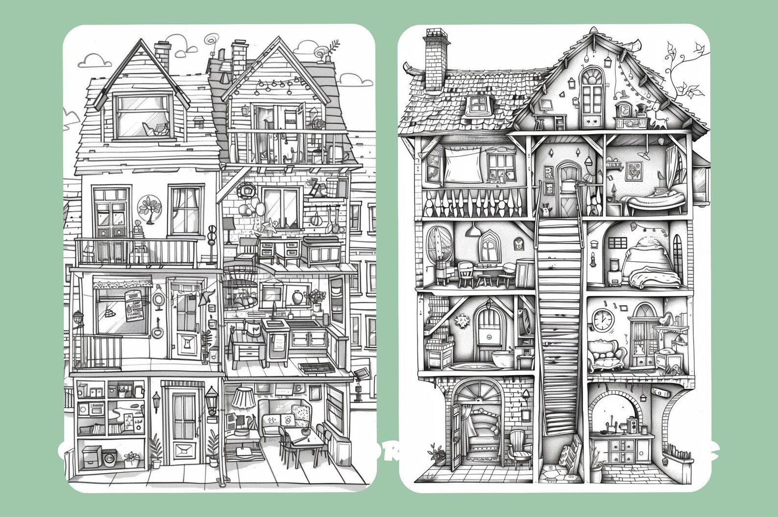 House With Multiple Floors Coloring Book: Architect Interior Design ...