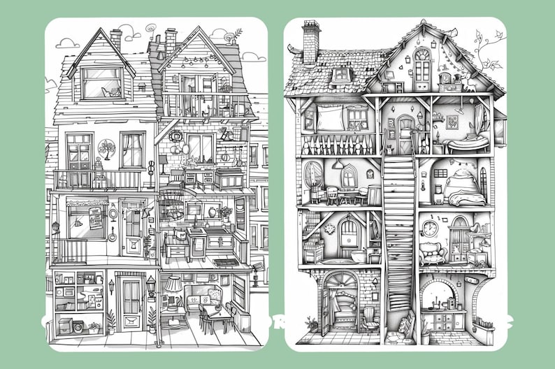 House With Multiple Floors Coloring Book: Architect Interior Design ...