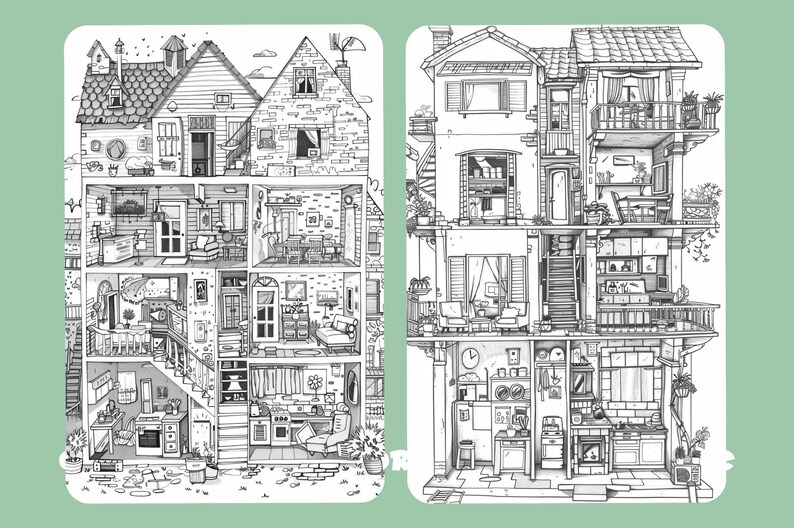 House With Multiple Floors Coloring Book: Architect Interior Design ...