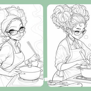 Chibi Girls Cooking Coloring Book, Girl in Kitchen, Anime Chibi Girl ...