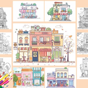 Pub in the City Center Front Side Coloring Book: House Architect Desıgn ...