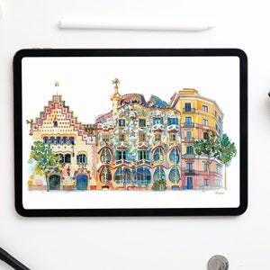 Cute Casa Batllo Barcelona Coloring Book, Digital Coloring Book, House ...