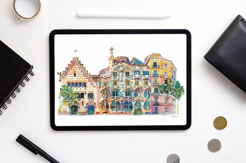 Cute Casa Batllo Barcelona Coloring Book, Digital Coloring Book, House ...