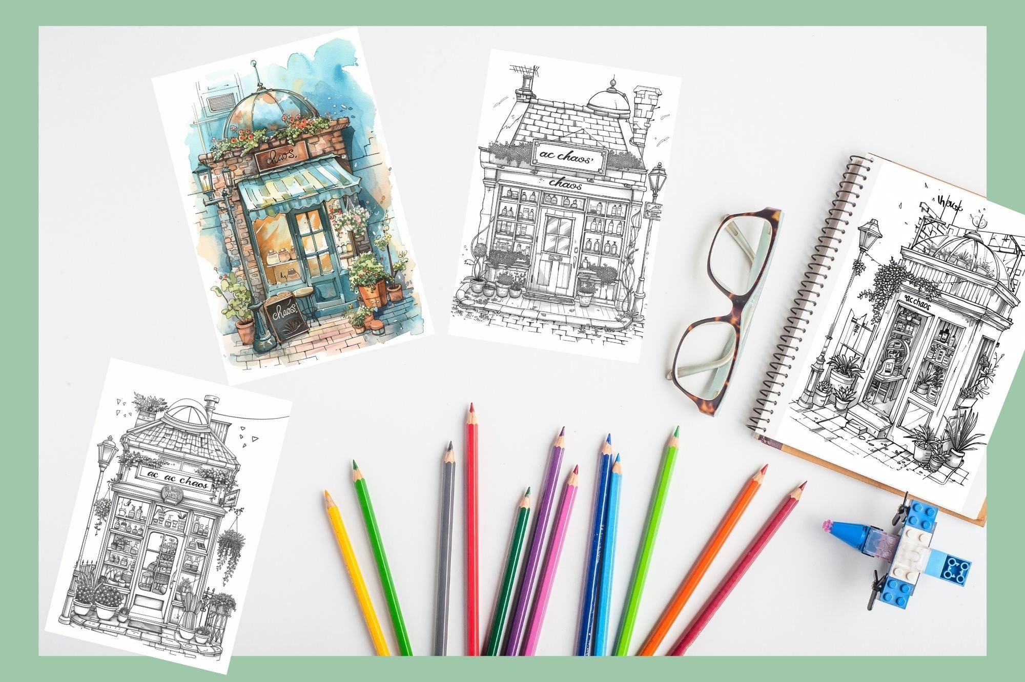 Shop Storefronts Coloring Book, Grocery Coloring Page, Home and ...