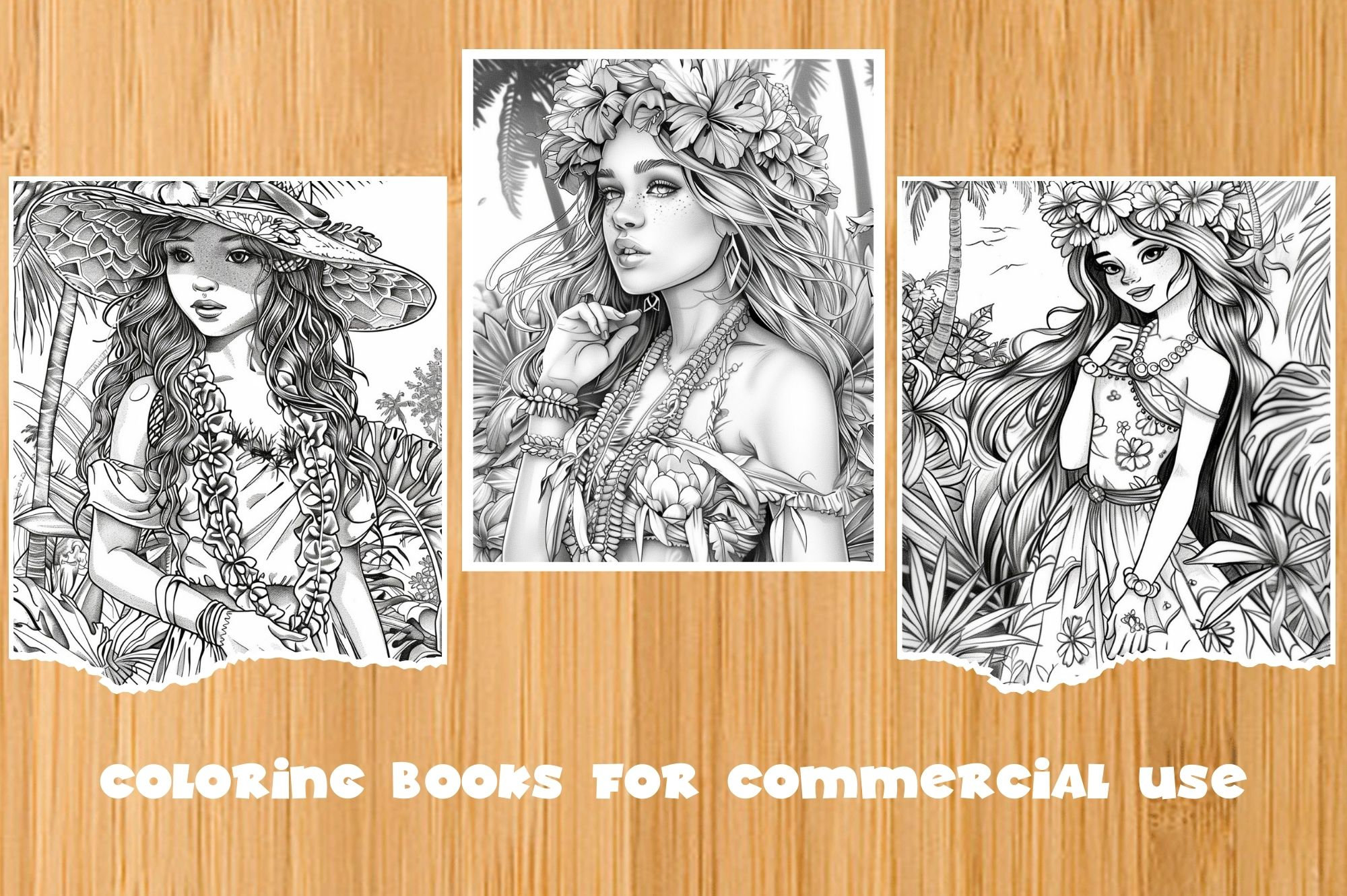 Princess in Hawaii Coloring Book, Beautiful Tropical Beaches Summer ...