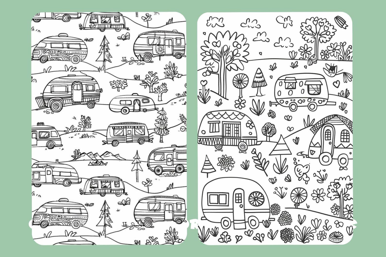 Vintage Caravans Doodle Coloring Book, Doodle Caravans, Relaxing and ...