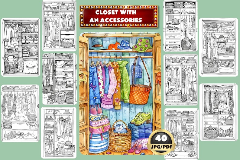 Closet With an Accessories Coloring Book, Clothes and Accessories ...