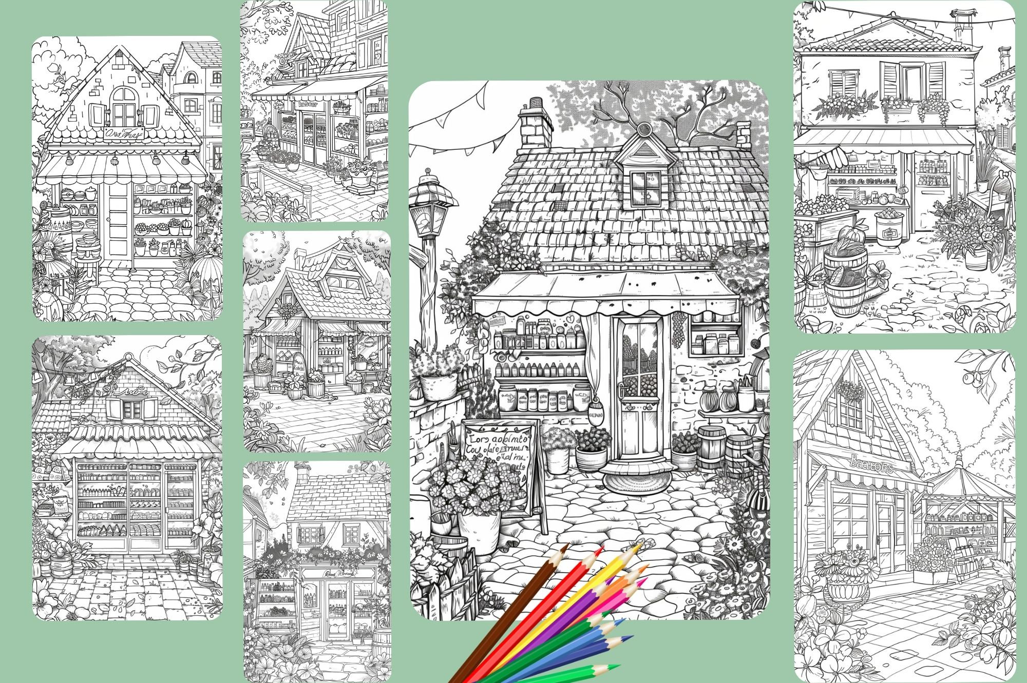 Quaint Little Grocery Store Coloring Book, Shop House, Shop Frontside ...