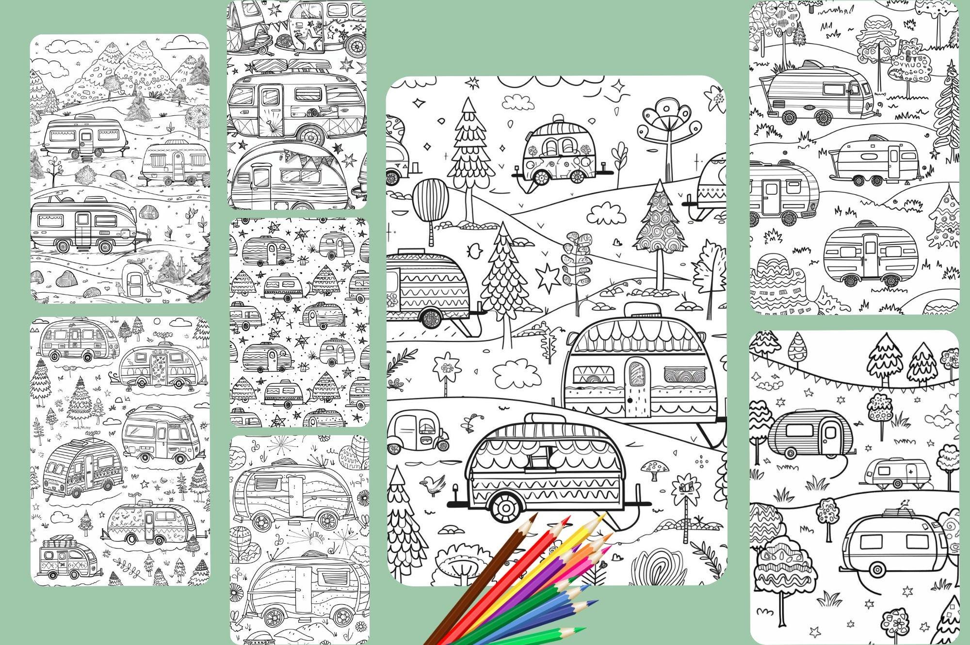 Vintage Caravans Doodle Coloring Book, Doodle Caravans, Relaxing and ...