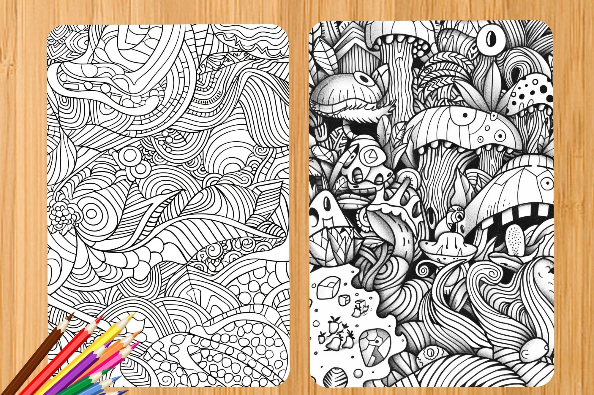 Doodle Art Coloring Book, Therapy Coloring, Instant Download, Floral ...
