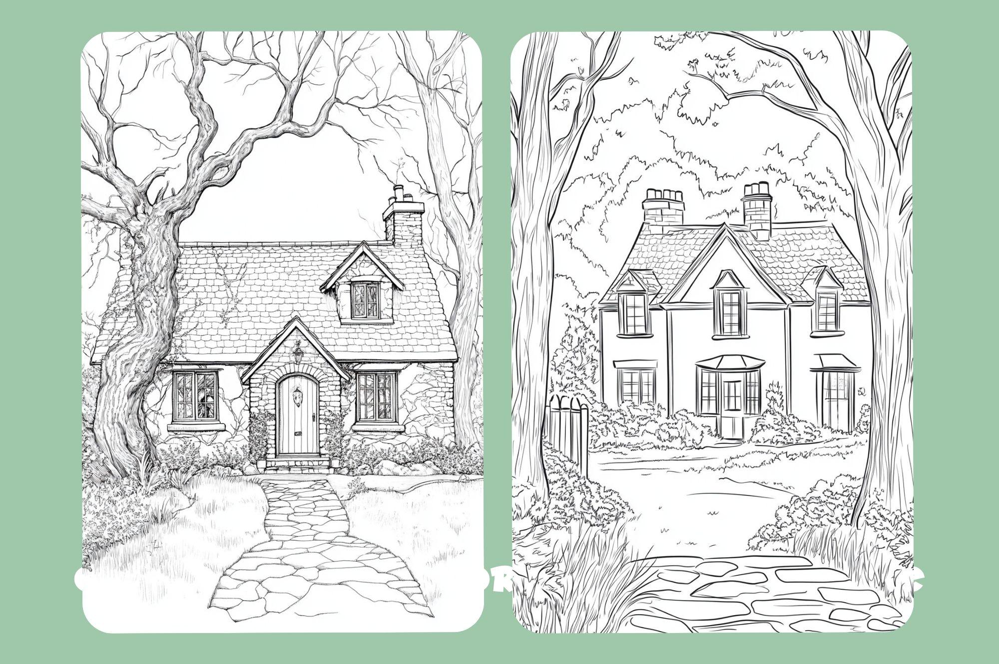 English Country House Digital Coloring Book, English Style House ...