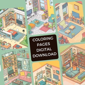 Pocket Home Coloring Book, Interior Design, Tiny House Coloring ...