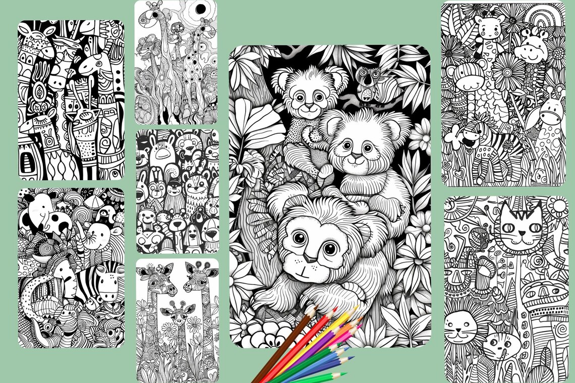 Doodle Animal Family Coloring Book, Animal Coloring, Doodle Coloring ...