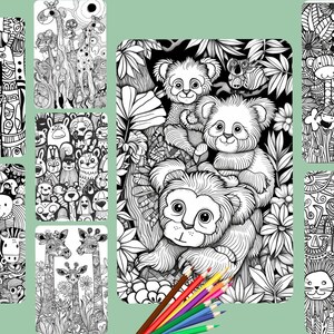 Doodle Animal Family Coloring Book: Grayscale Printable (PDF) - Etsy