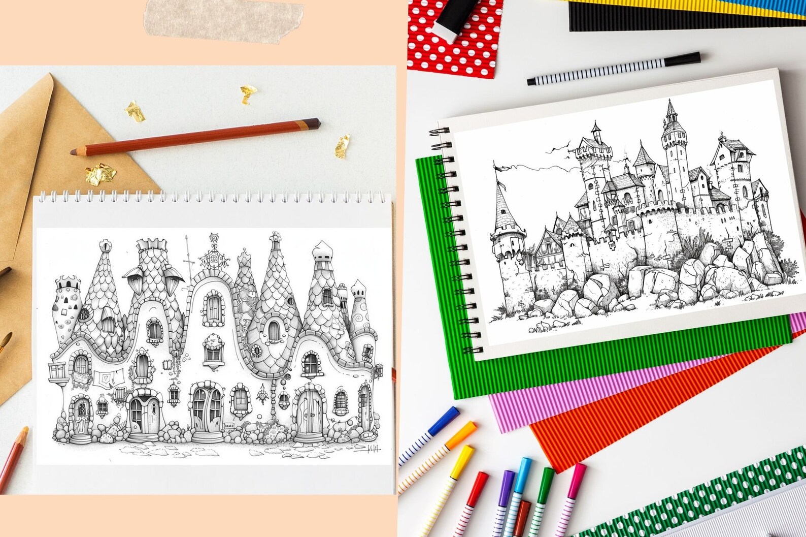 Cute Casa Batllo Barcelona Coloring Book, Digital Coloring Book, House ...