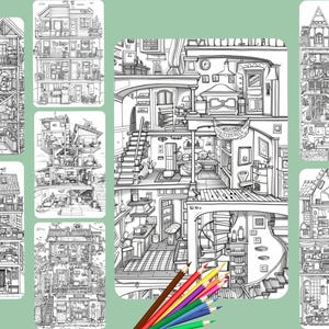 House With Multiple Floors Coloring Book: Architect Interior Design ...