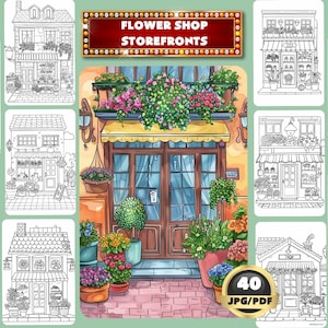 Flower Shop Coloring Book: Storefront Architect Designs (printable PDF ...