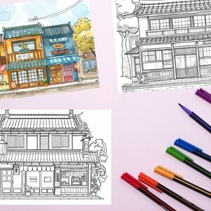Japanese Restaurant Storefronts Coloring Book, Shop House Coloring ...